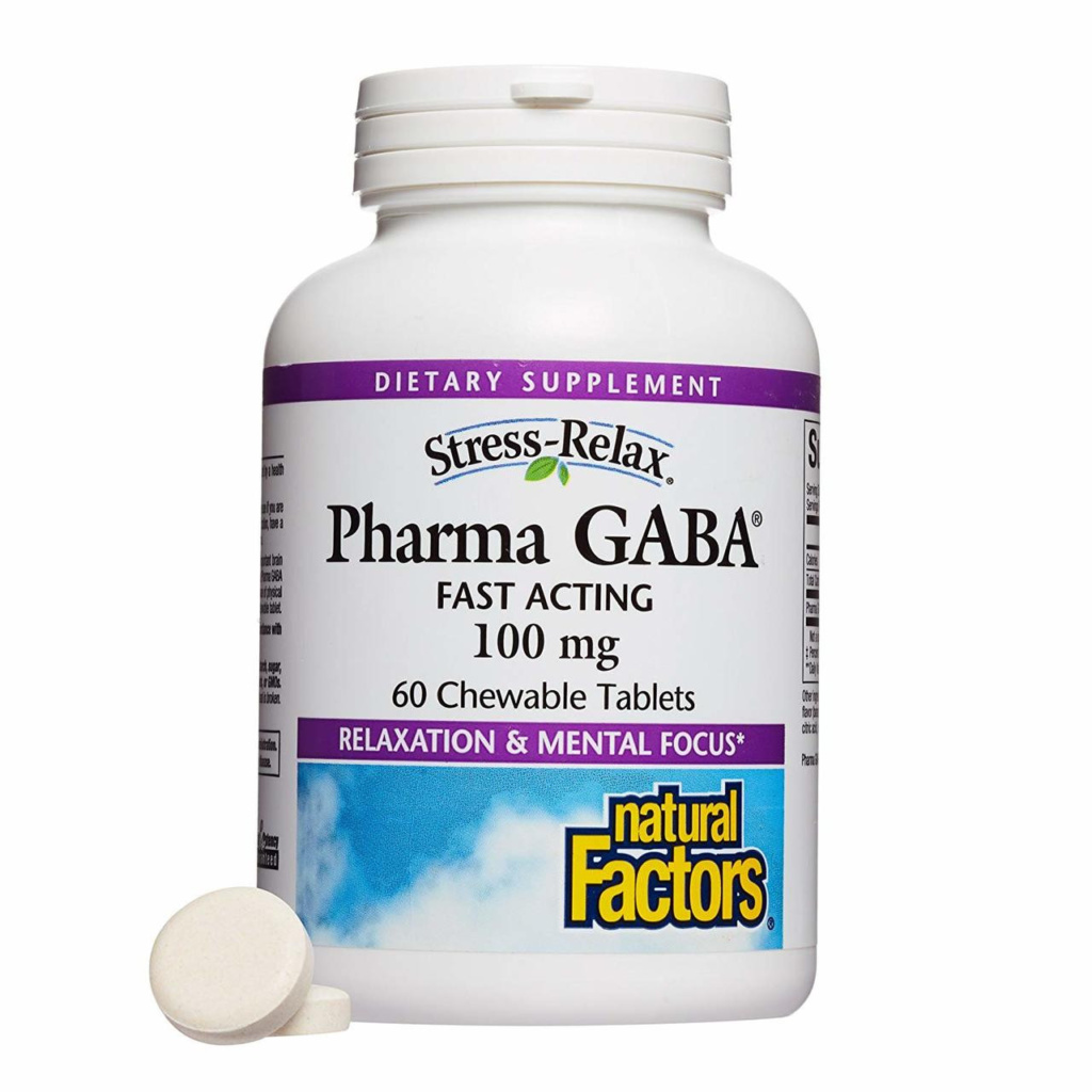 NATURAL FACTORS Stress Relax, Pharma GABA, 100 mg, 60 Chewable Tablets ...